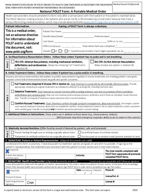 Fillable Online National Polst Form Portable Medical Order Fax Email