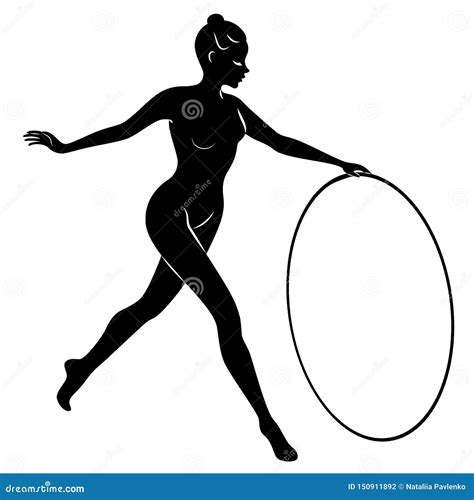 Gimnasia R Tmica Icono Vectorial Coloreado Silueta De Una Muchacha Con Un Aro El Gimnasta