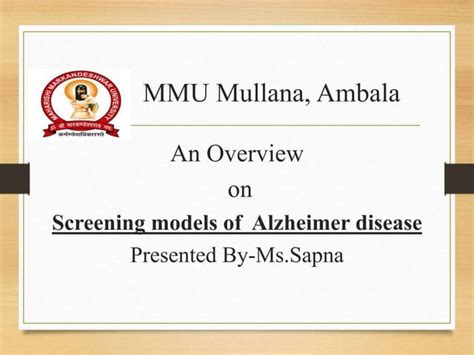 ppt on alzhheimer disease by ms sapna rani ppt