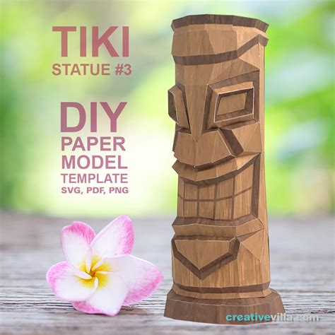 Tiki Statue 3 Diy Polygonal Paper Art Model Template Paper Craft