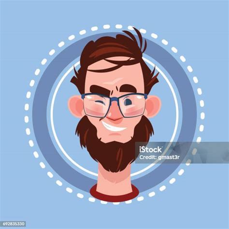 프로필 아이콘 남성 감정 아바타 남자 초상화 행복 한 웃는 얼굴 윙크 만화 안경에 대한 스톡 벡터 아트 및 기타 이미지 안경