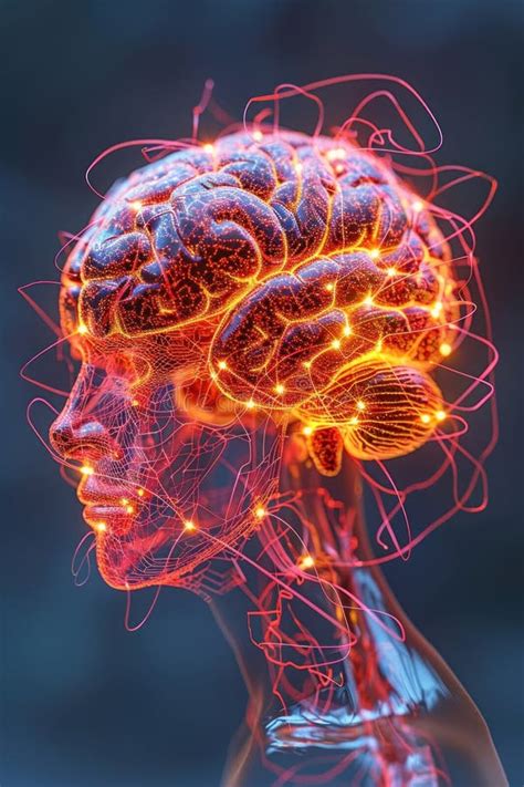 A Data Visualization Of The Human Brain With Neurons Firing And