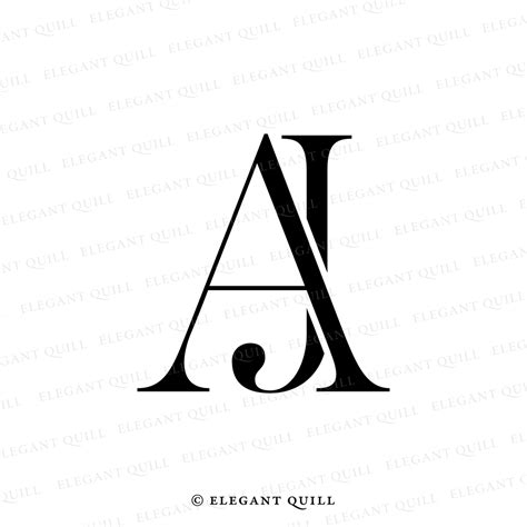Elegant Wedding Monogram Aj Initials Logo Elegant Quill
