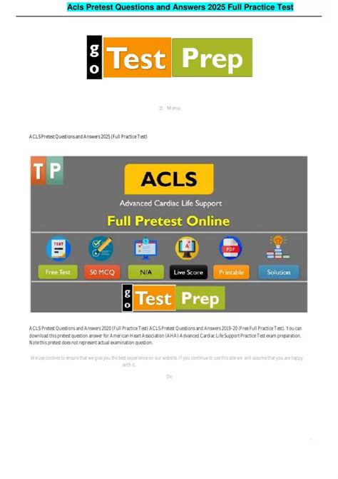 Acls Pretest Questions And Answers 2025 Full Practice Test Acls Stuvia Us