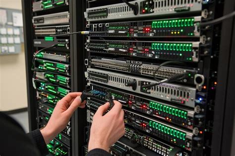 Premium Photo Close Up Of Hands Installing A Server Rack Mounted Lcd Monitor