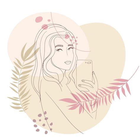 아름 다운 젊은 여자의 초상화 프리미엄 벡터