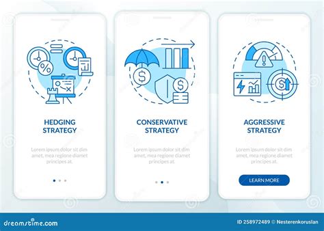 Types Of Working Capital Strategies Blue Onboarding Mobile App Screen Stock Vector