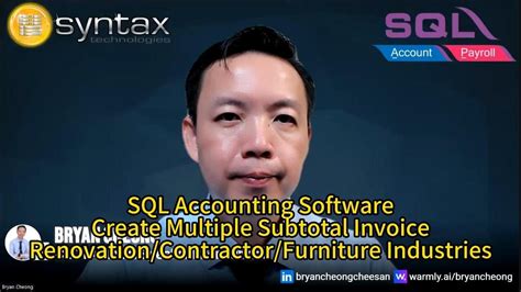 sql accounting software create multiple subtotal invoice youtube