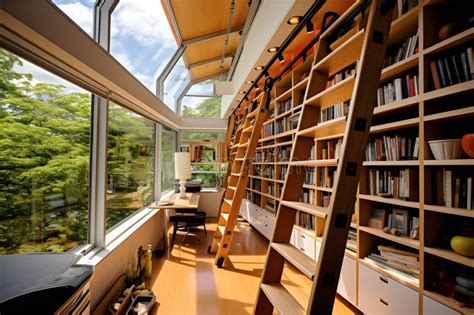 Modern Style Integrate A Rolling Library Ladder For Easy Access AI