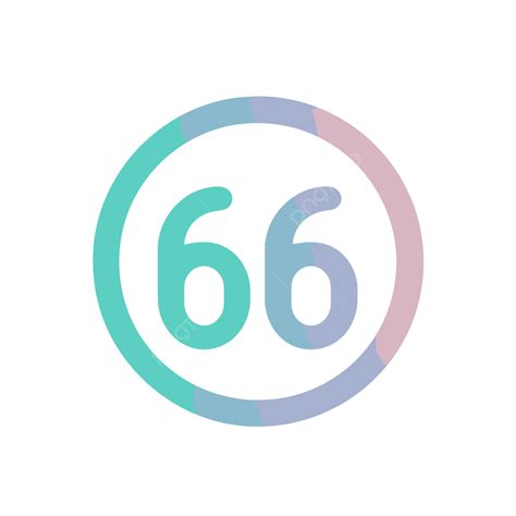 66 Is Centered In White Circle Of Red Vector Sixty Lineal Icon Flat