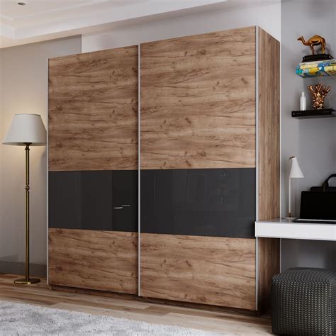 Шкаф купе 2 дверный Корсо Дуб крафт табачный стекло черное купить в Москве — цена от