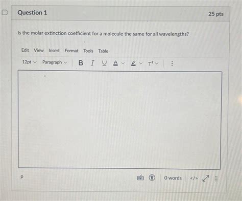Solved Question 125 ﻿ptsis The Molar Extinction Coefficient