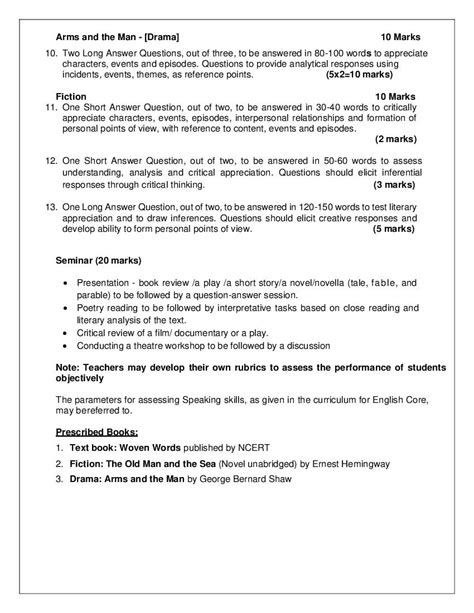 Cbse Class 11 English Elective Syllabus 2023 24 Pdf Download Here