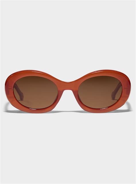 Parafina Sol Thick Frame Polarized Oval Sunglasses In Salmoncoral