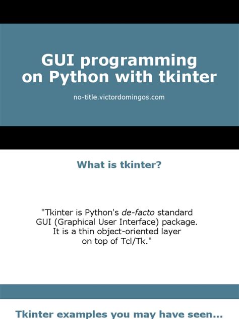an introduction to gui programming in python with tkinter a guide to