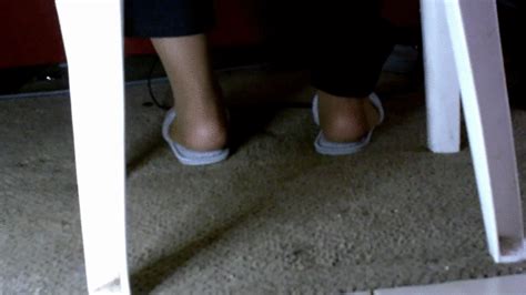 Ms Neecy Tan Reinforced Toe Nylons And Slipper Play 1 After Work Foot