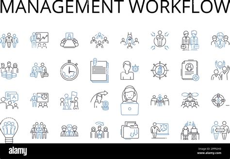 Management Workflow Line Icons Collection Project Management Creative