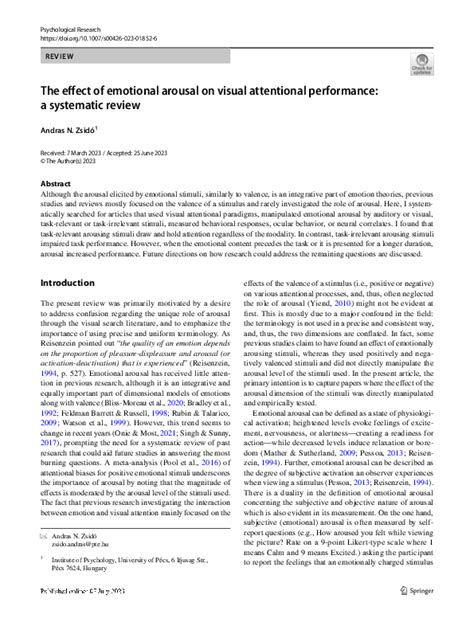 Pdf The Effect Of Emotional Arousal On Visual Attentional Performance A Systematic Review