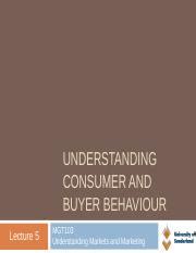 Lecture 5 Understanding Consumer And Buyer Behaviour Ppt UNDERSTANDING CONSUMER AND BUYER