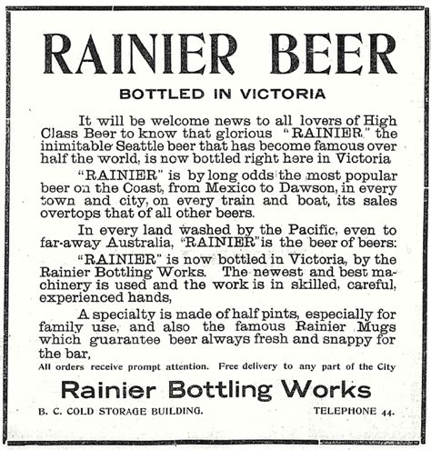 History Of Rainier Beer Part 1 1883 1933