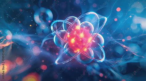 Artistic Representation Of An Atom With Glowing Electrons And A Nucleus Symbolizing Atomic