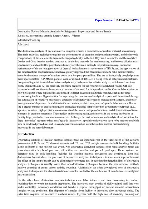 PDF Destructive Nuclear Material Analysis For Safeguards Importance