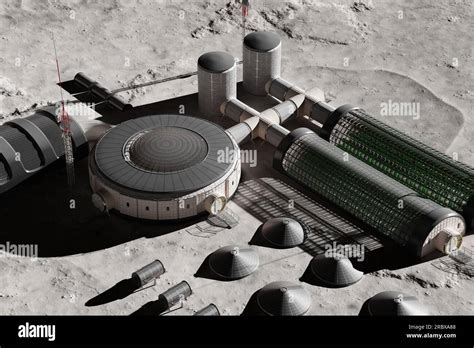 Formation Of A Cosmic Base At The Moon Exploring The Universe Space Base Solar Panels And