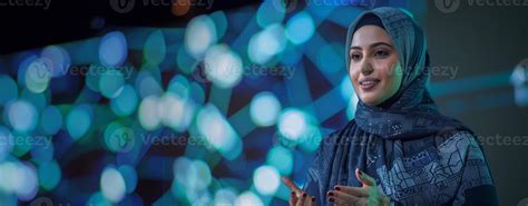 Ai Generated Elegant Hijabi Woman With Bokeh Lights 39951143 Stock
