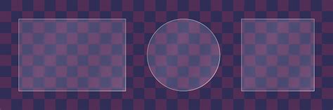 투명한 배경에 매트 유리 플레이트가 설정되어 있습니다 직사각형 사각형 및 원 모양의 서리가 내린 아크릴 또는 플렉시 유리 판 현실적인 유리 형태 또는 유리 형태 효과 벡터