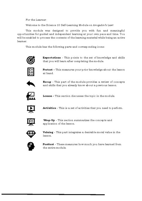 Day 5 Sample Module For Science Gas Law For The Learner Welcome To The Science 10 Self