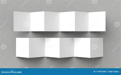 12 Page Leaflet 6 Panel Accordion Fold Z Fold Square Brochure Stock Illustration