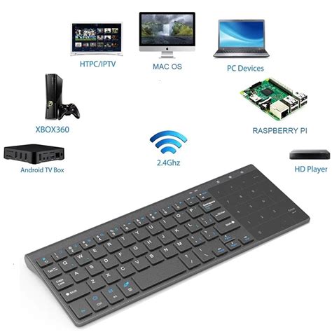 2 4g Wireless Keyboard With Number Touchpad Mouse Thin Numeric Keypad