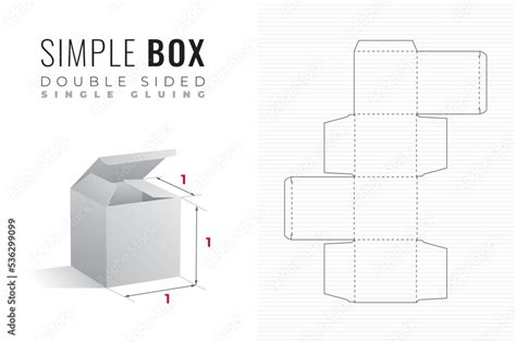 Simple Packaging Box Die Cut Double Sided Cube Template With 3d Preview Editable Blueprint