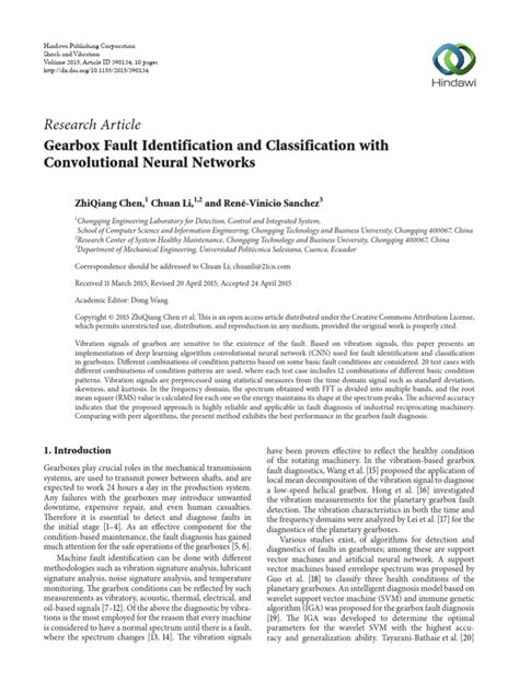 Gearbox Fault Identification And Classification Wi Pdf Artificial Neural Network Spectral