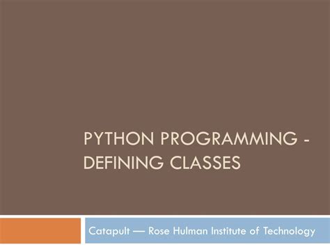 Ppt Python Programming Defining Classes Powerpoint Presentation Free Download Id9239262