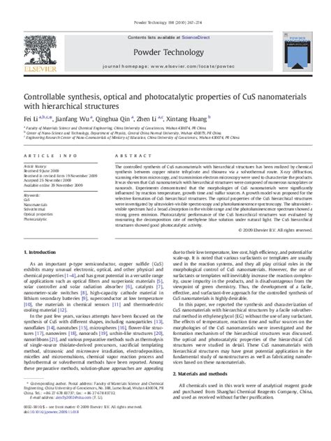 Pdf Controllable Synthesis Optical And Photocatalytic Properties Of Cus Nanomaterials With
