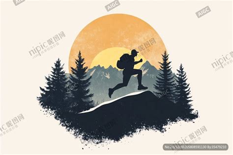 Ai创作图登山插画 越野跑主视 爬山插画 登山节徒步节 登山剪影素材 扁平插画跑步 扁平运动系类插画 户外徒步素材 户外运动插画 登山海报 户外旅游探险爬山 户外登山挑战自我 登山徒步爬山