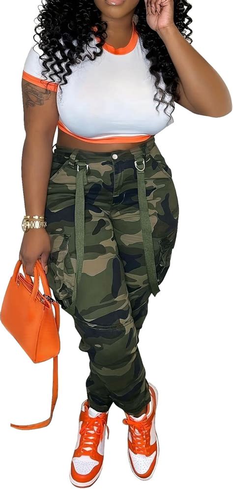 Camo Cargo Pants For Women Army Fatigue Cargo Pants Women High Waisted
