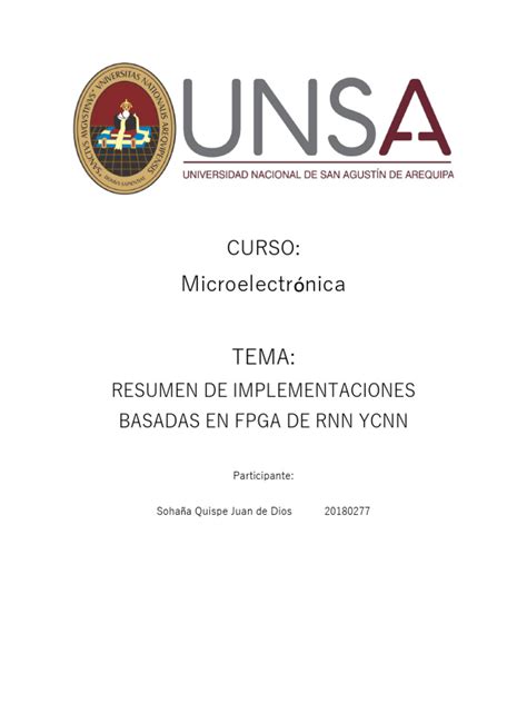 Resumen De Implementaciones Basadas En Fpga De Rnn Y Cnn Pdf Red