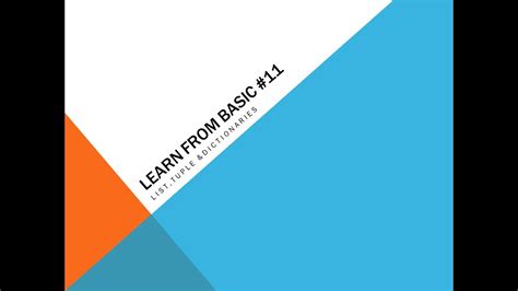 Learn From Basic 11 List Tuple And Dictionaries In Python Python Tutorial Programming