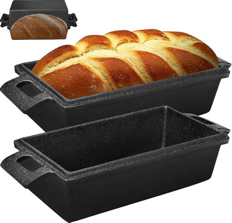 Vzznn 2 Piece Setcast Iron Loaf Pan Bread Pans For Homemade