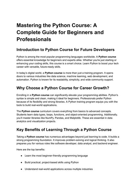 Ppt Mastering The Python Course A Complete Guide For Beginners And Professionals Powerpoint