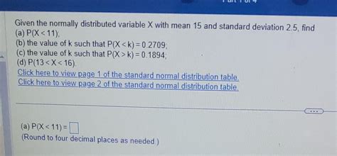 solved given the normally distributed variable x with mean