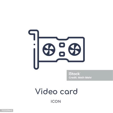 전자 장치 개요 컬렉션에서 선형 비디오 카드 아이콘입니다 얇은 라인 비디오 카드 벡터 흰색 배경에 고립입니다 비디오 카드 유행 그림 0명에 대한 스톡 벡터 아트 및 기타