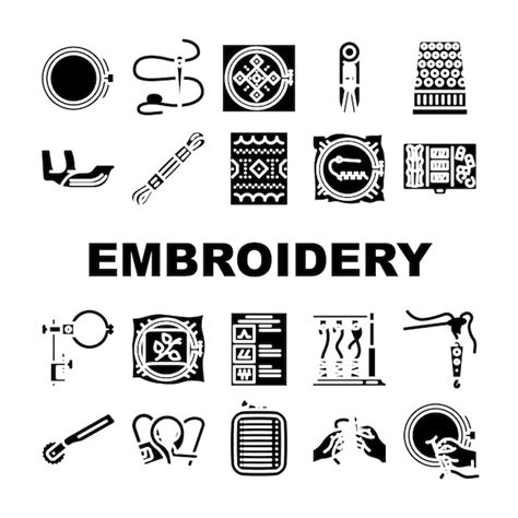Premium Vector Embroidery Thread Fabric Needle Icons Set Vector