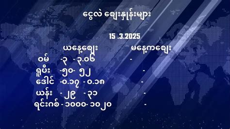 15 3 2025 စနေနေ့ တစ်နေ့တာ စျေးနှုန်းများ Youtube