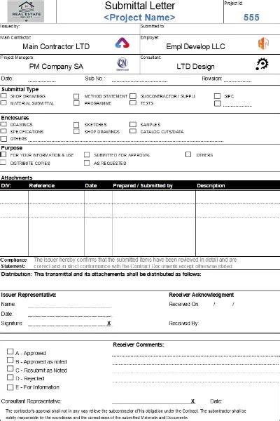 Construction Submittal Form Guide Free Download