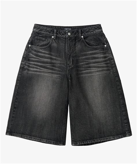 Toffee 토피 실시간 인기 스타일 워시드 버뮤다 데님 팬츠 Grey 온더룩