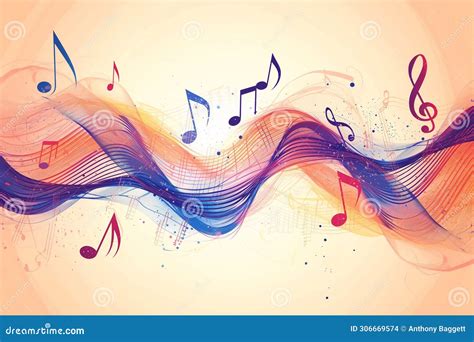 Melody Flowing Music Wave Abstract Background Showing Colourful Music Notes Which Are Musical