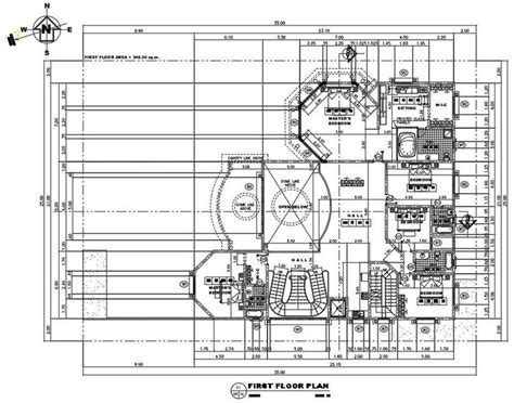 First Floor Plan Of Two Storey Residential Building Has Given In The Autocad 2d Dwg Drawing File